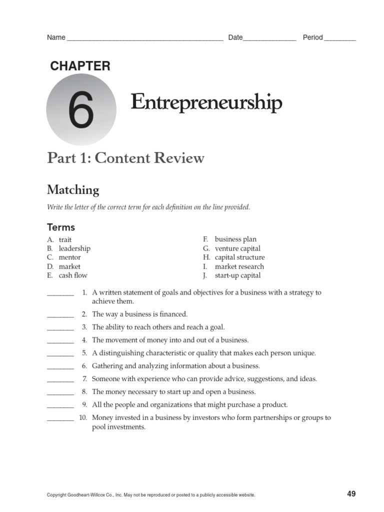 Chapter 6 workbook | PDF | Area | Entrepreneurship