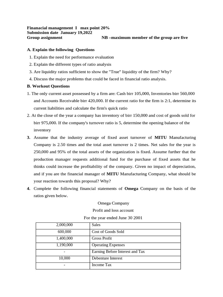 Finanacial Management I Max Point 20 (1) | PDF | Revenue | Inventory