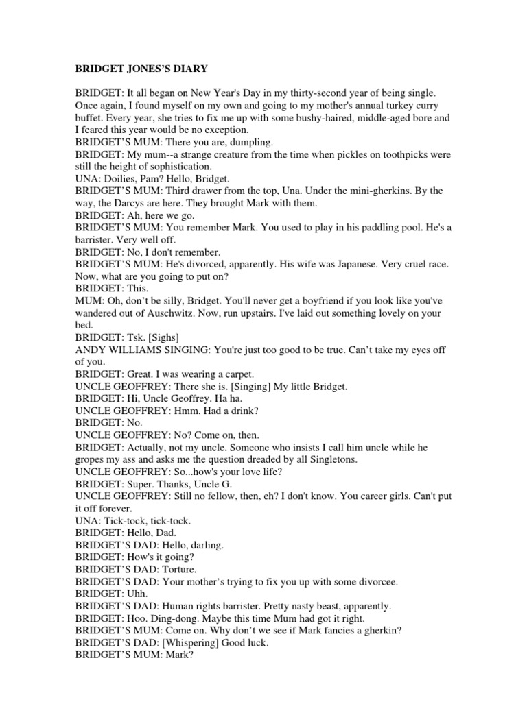 Bridget Jones's Diary: A New Year’s Resolution | PDF | Leisure