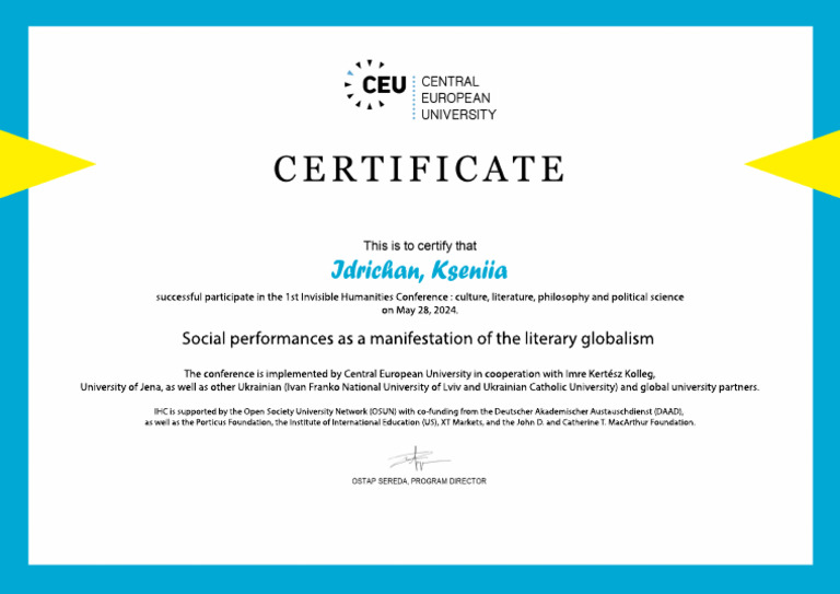 CEU Certificate 2024 Idrichan | PDF