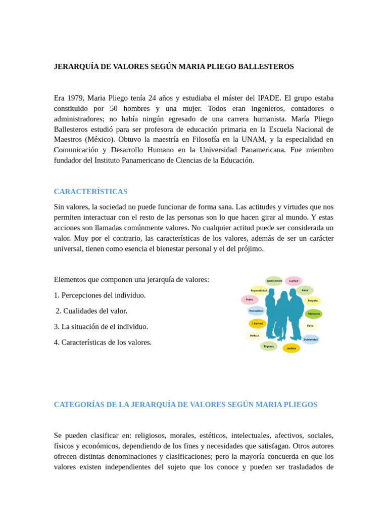 Jerarquía de Valores según María Pliego | PDF
