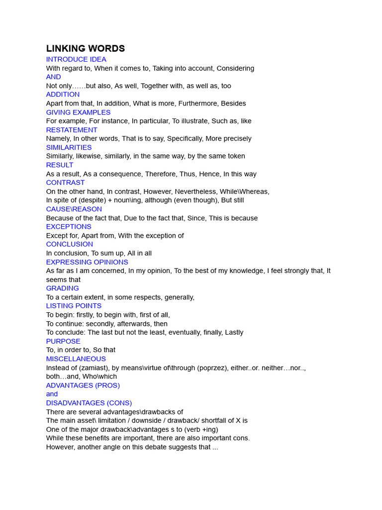 Linking Words | PDF