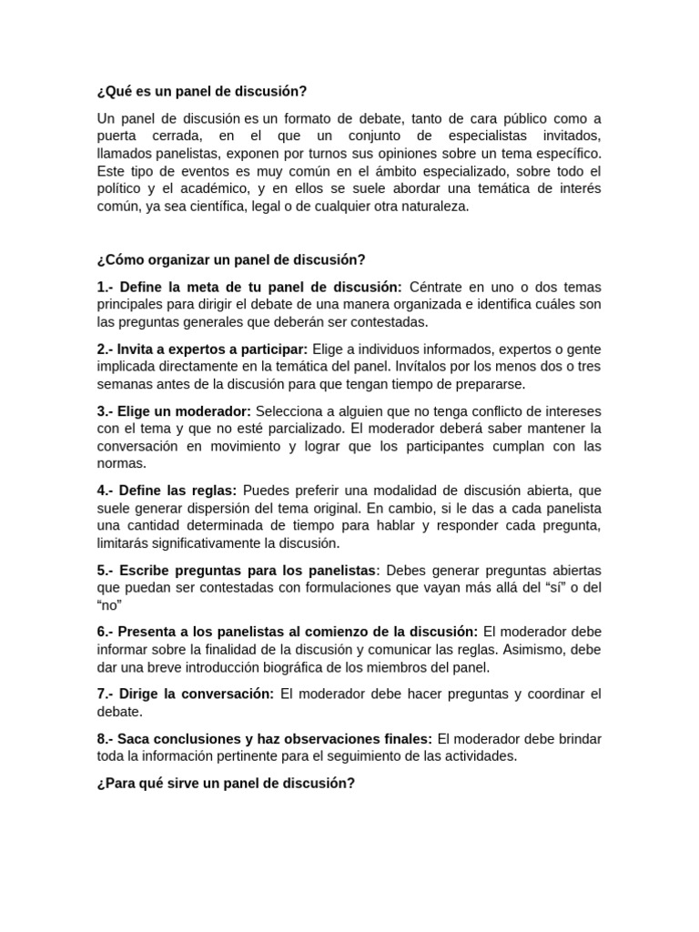 Qué es un panel de discusión | PDF