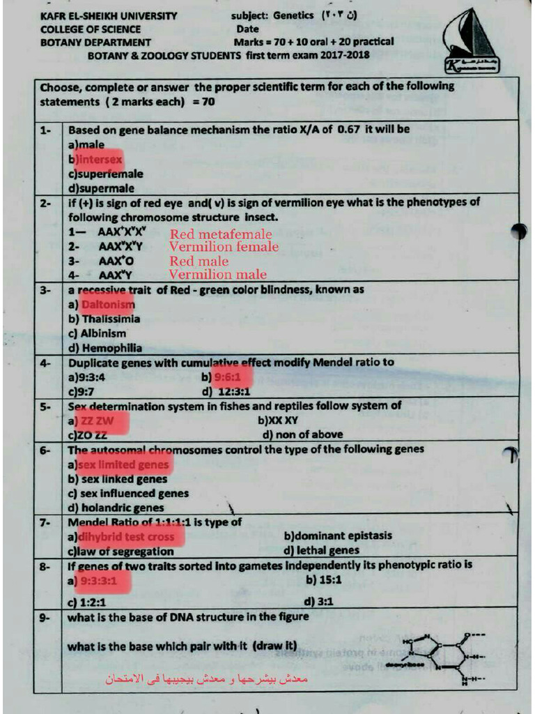 Genetics Exams | PDF