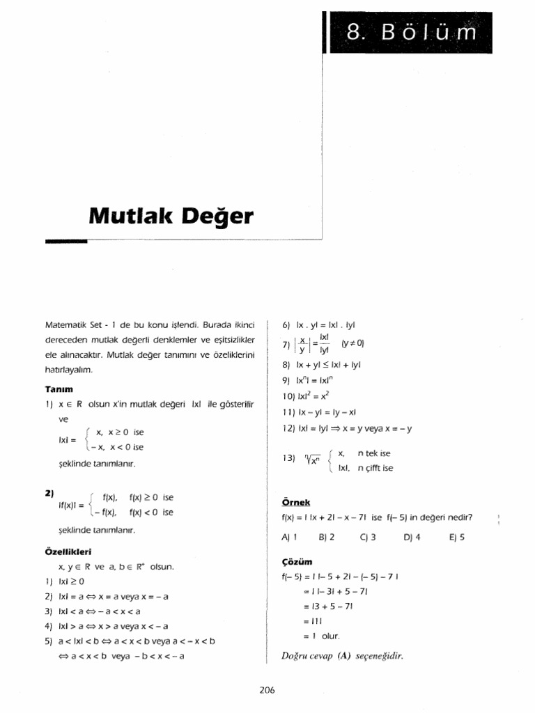 3. Hafta - Mutlak Değer | PDF