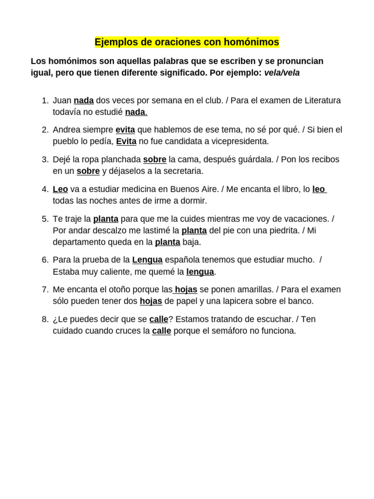 Homónimos Homófonos Parónimos | PDF | Artes del Lenguaje y Comunicación