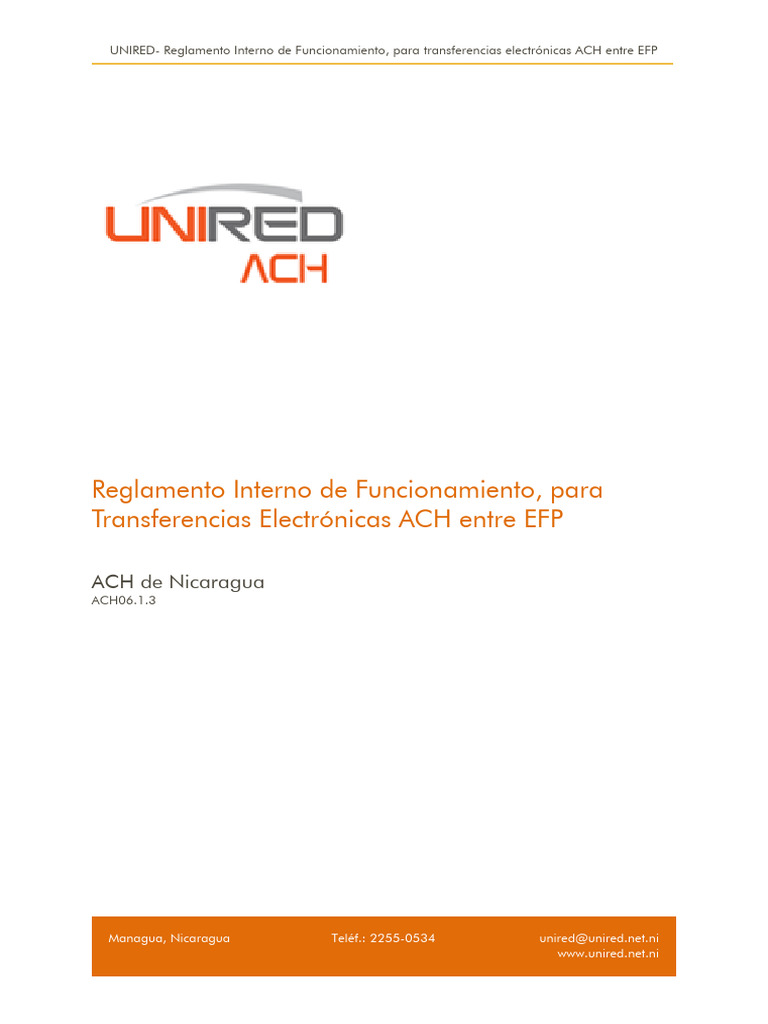 Reglamento de Transferencias ACH UNIRED | PDF | Tarjeta de débito | Transferencia bancaria