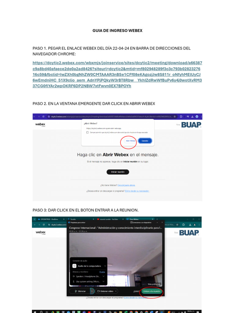 Guia de Ingreso Webex | PDF