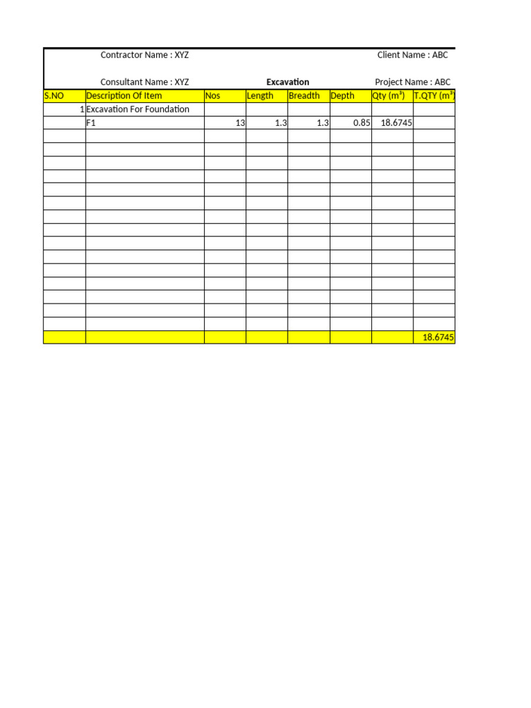 Measurement+Sheet | PDF | Concrete | Building Materials