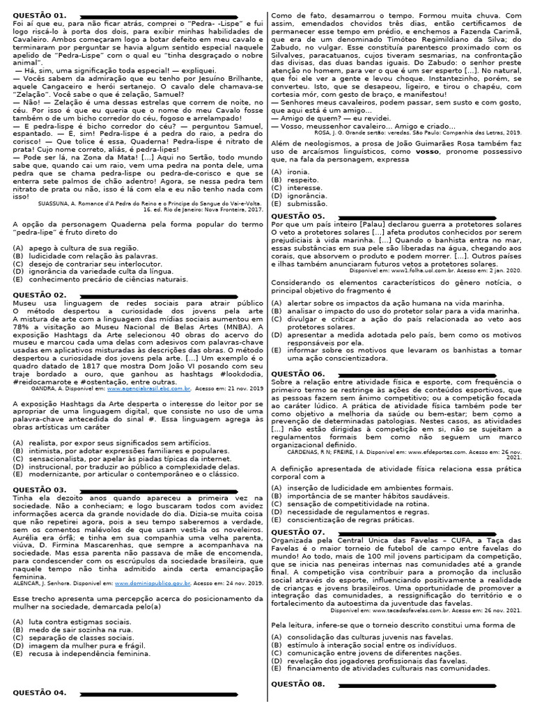 Simulado - Linguagens | PDF | Estética | Poesia