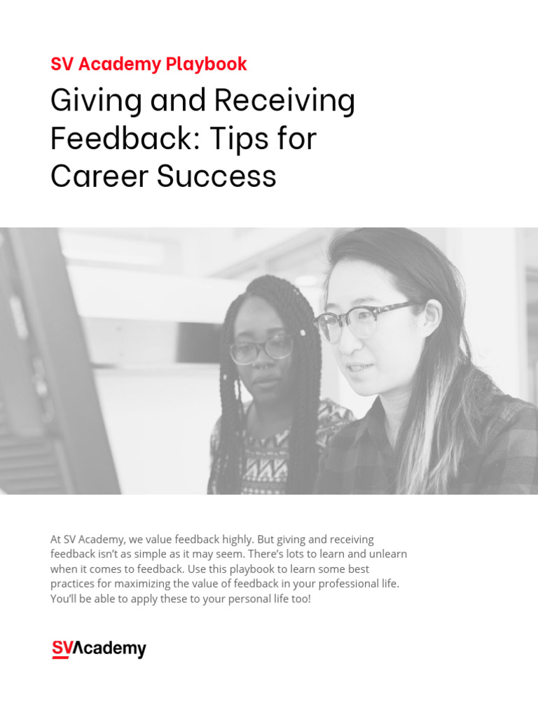 Final - SV Academy Playbook - Giving and Receiving Feedback | PDF ...