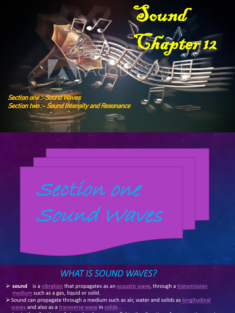 Section One:-Sound Waves Section Two:-Sound Intensity and Resonance | PDF | Sound | Waves