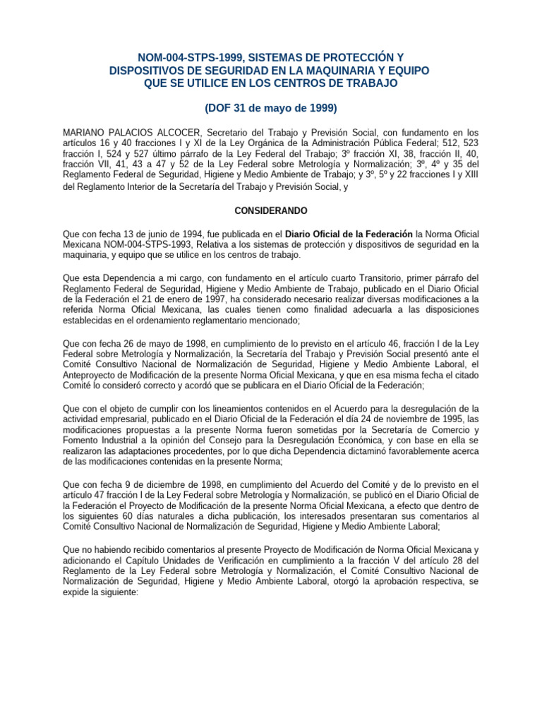 Nom 004 STPS 1999 | PDF | Riesgo | México