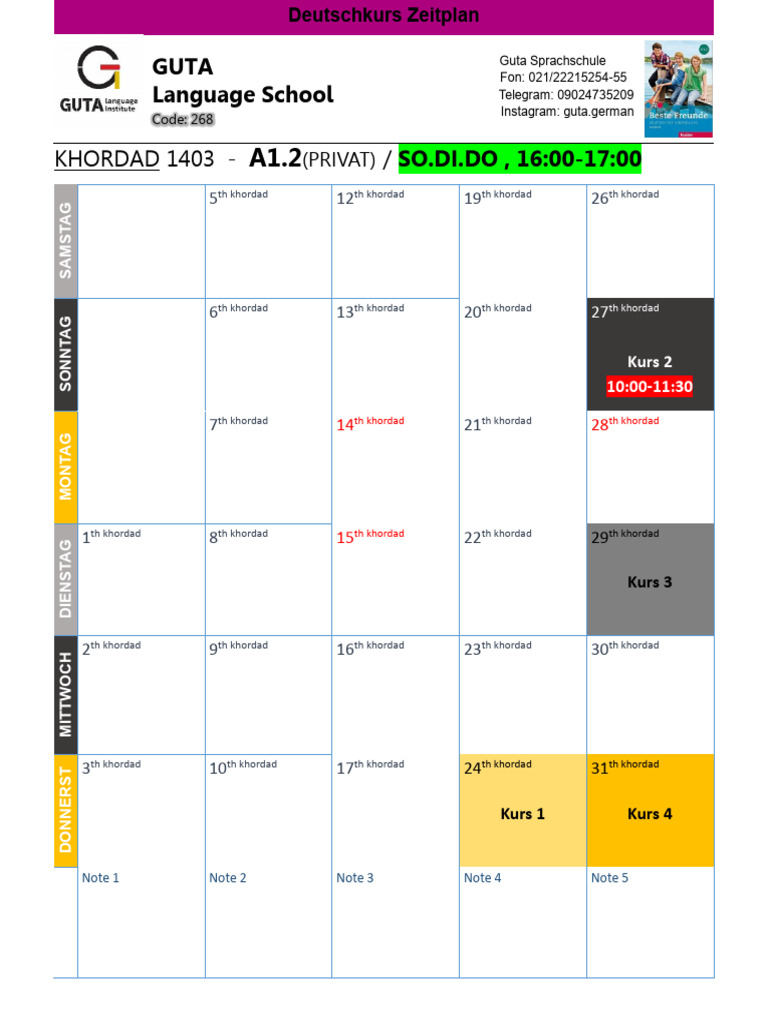 Deutschkurs Zeitplan 268 | PDF