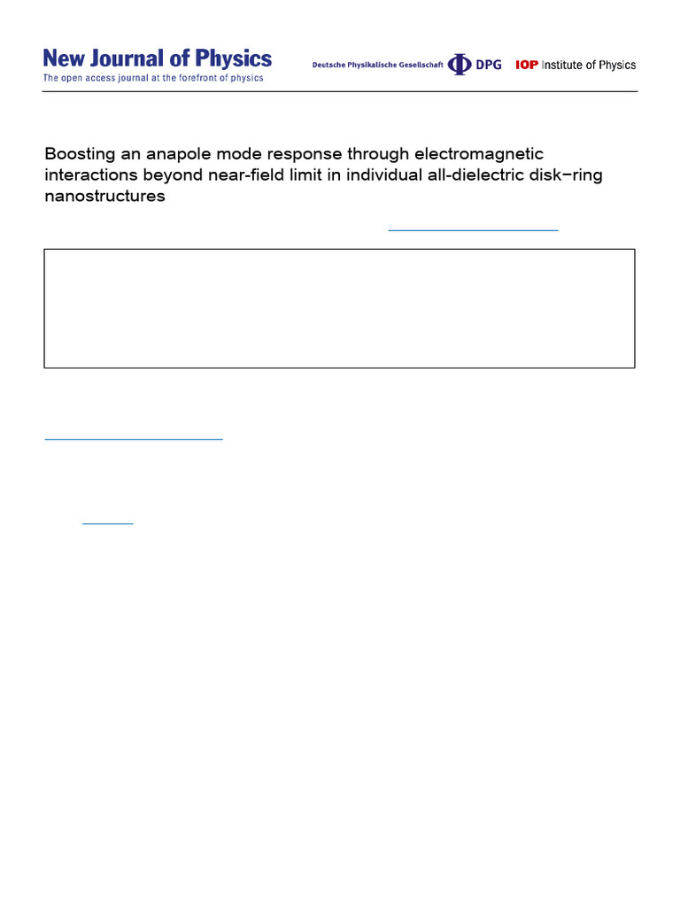 Boosting An Anapole Mode Response Through Electrom | PDF | Wavelength ...