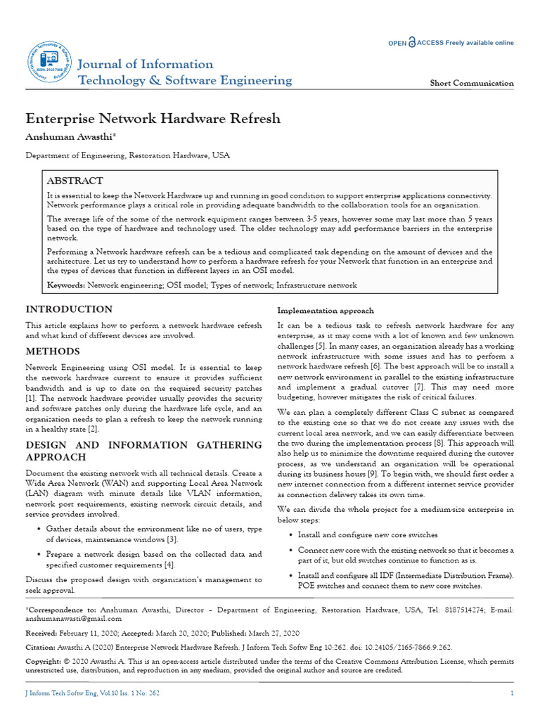 2020 Enterprise Network Hardware Refresh | PDF | Computer Network | Network Switch