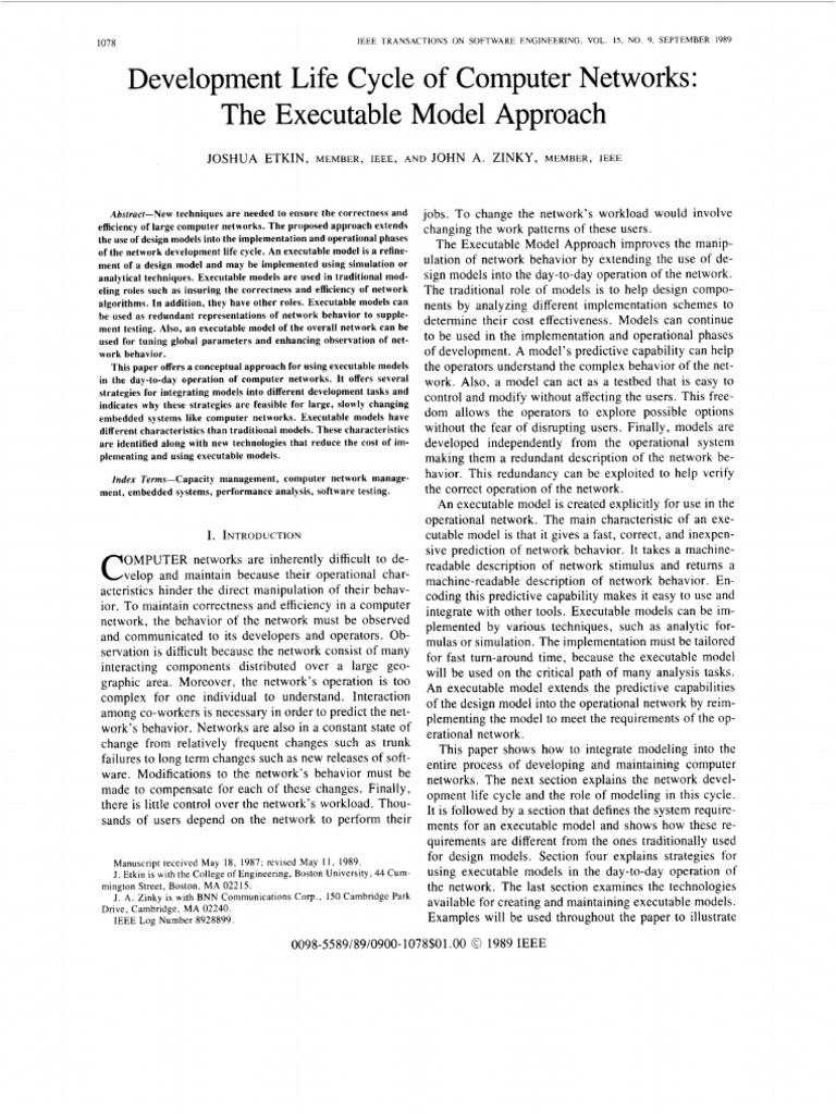 1989 Development Life Cycle of Computer Networks | PDF | Conceptual ...