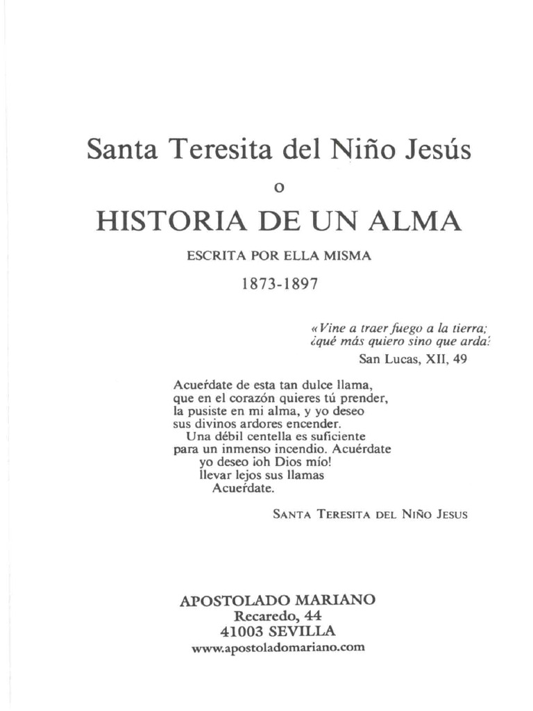 La Historia de Un Alma - Santa Teresita de Jesús | PDF