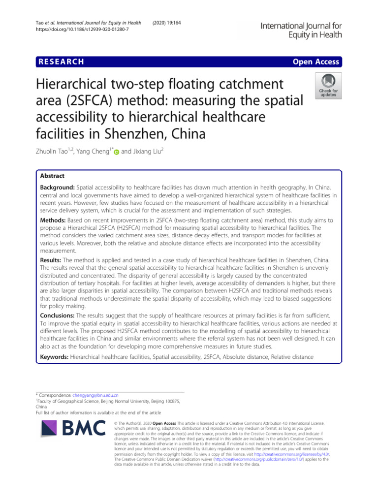 Hierarchical 2SFCA Method for Healthcare Access | PDF | Creative ...