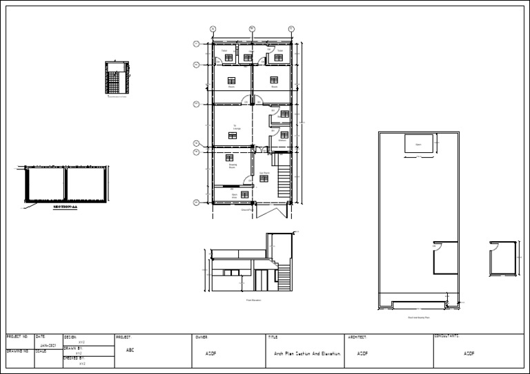 Asdf ABC Asdf Asdf Arch Plan Section and Elevation | PDF | Wall | Tile