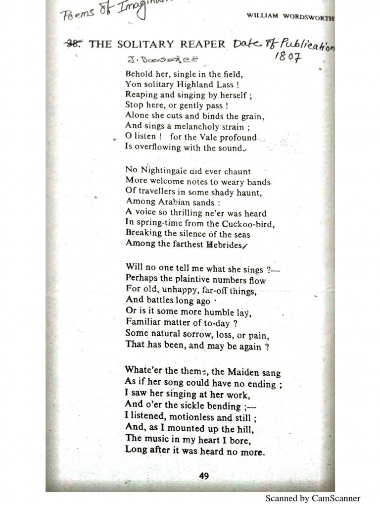 The Solitary Reaper-1 | PDF