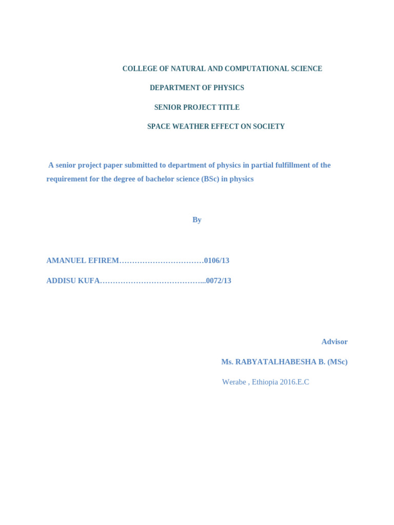 Aman and Addisuu Research | PDF | Space Weather | Climate Change