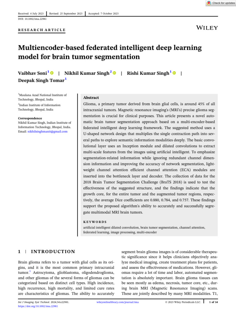 Int J Imaging Syst Tech - 2023 - Soni - Multiencoder Based Federated Intelligent Deep Learning ...