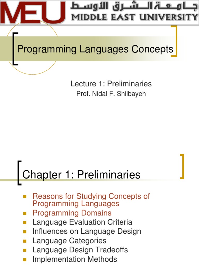 Lecture 1 - Nidal Preliminaries | PDF | Scripting Language | Computer Programming