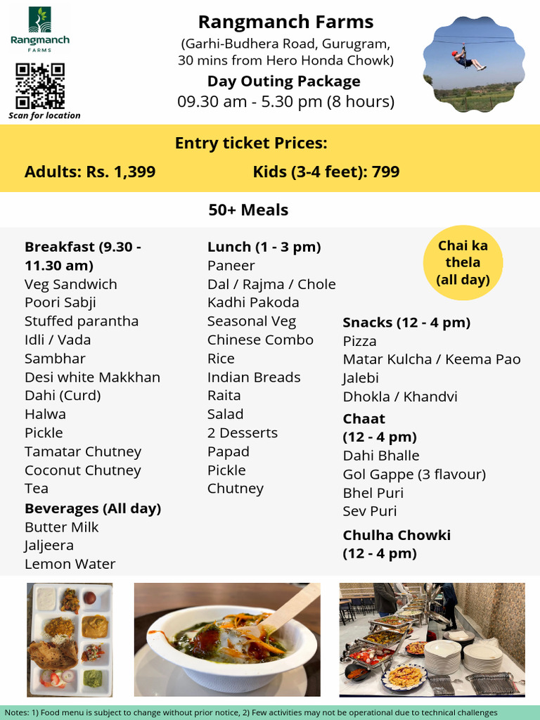 Rangmanch Farms Day Outing Package - 24-25 | PDF | Desi Cuisine | South Asian Cuisine
