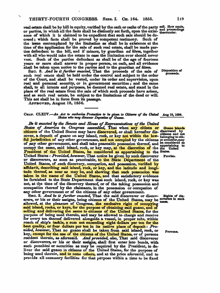 Guano Islands Act - 1856 | PDF | Justice | Crime & Violence