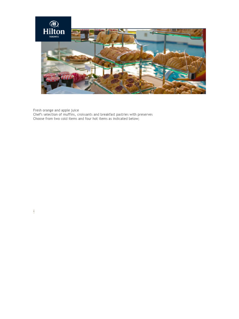 Menú Desayunos Hilton | PDF