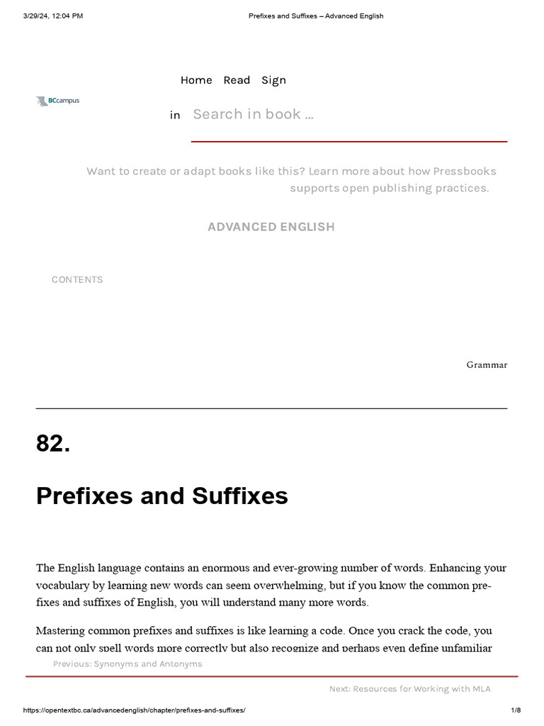 Prefixes and Suffixes - Advanced English | PDF | Creative Commons ...