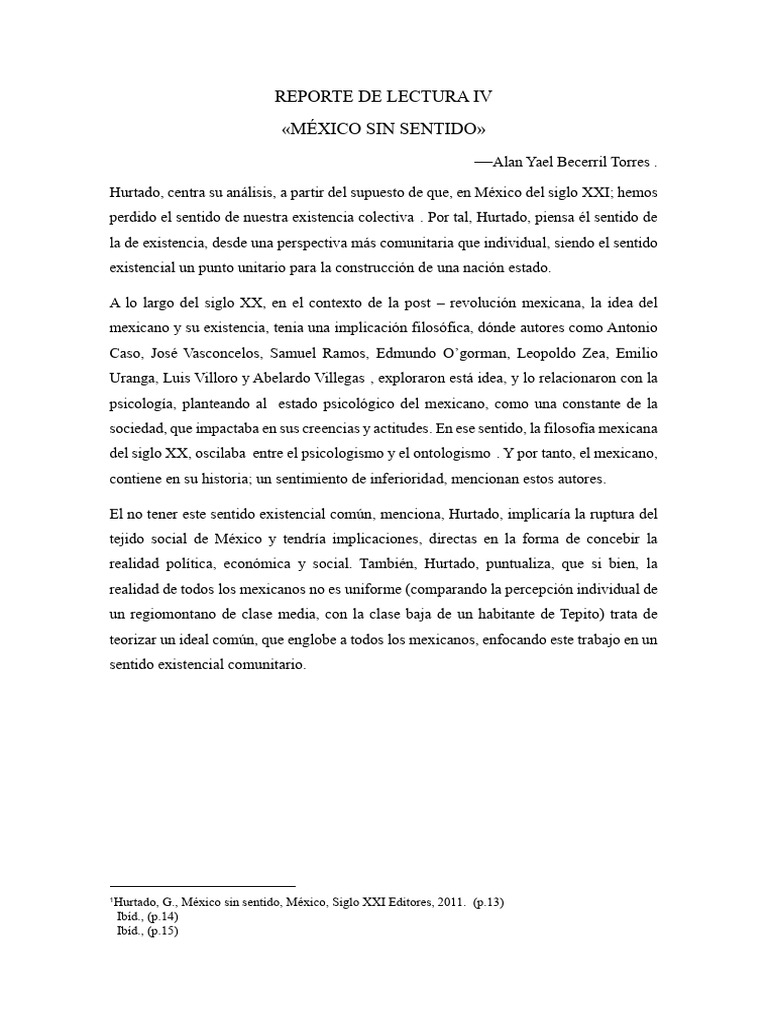 Reporte de Lectura IV - México Sin Sentido | PDF | Política