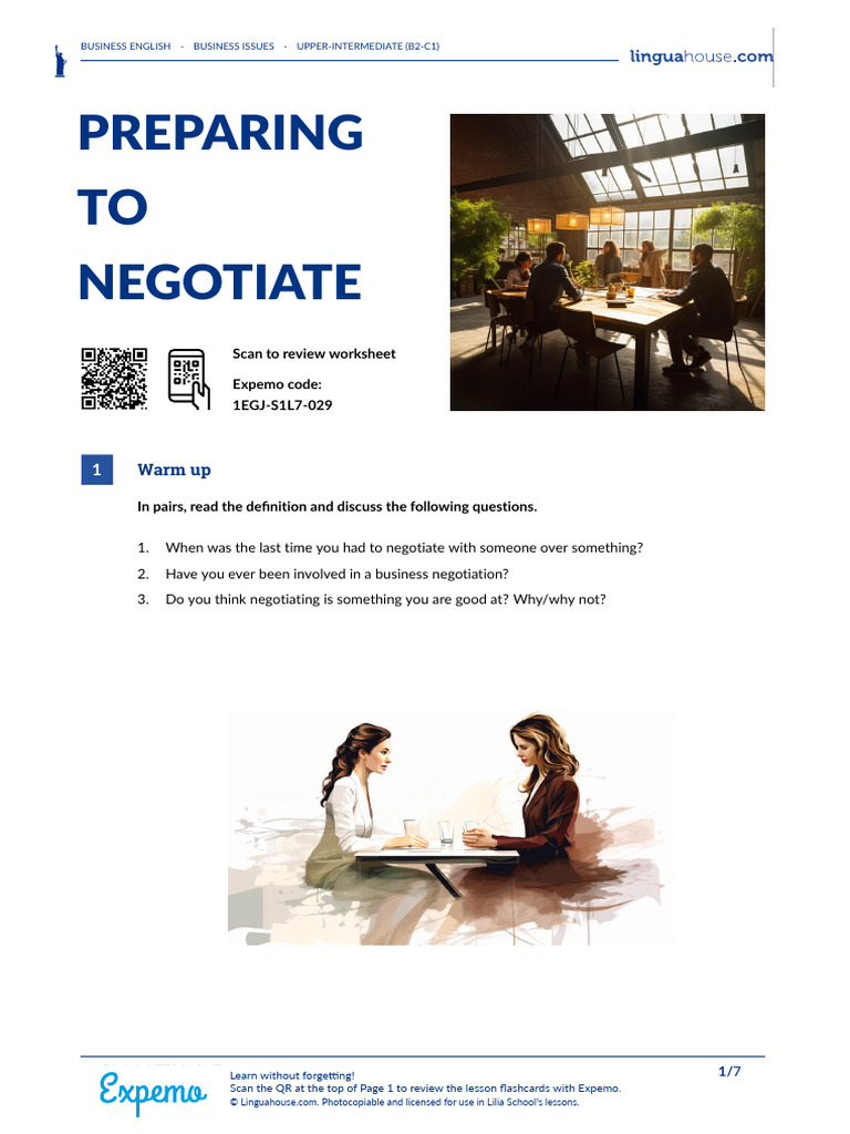 Preparing To Negotiate American English Teacher | PDF | Negotiation | Vocabulary