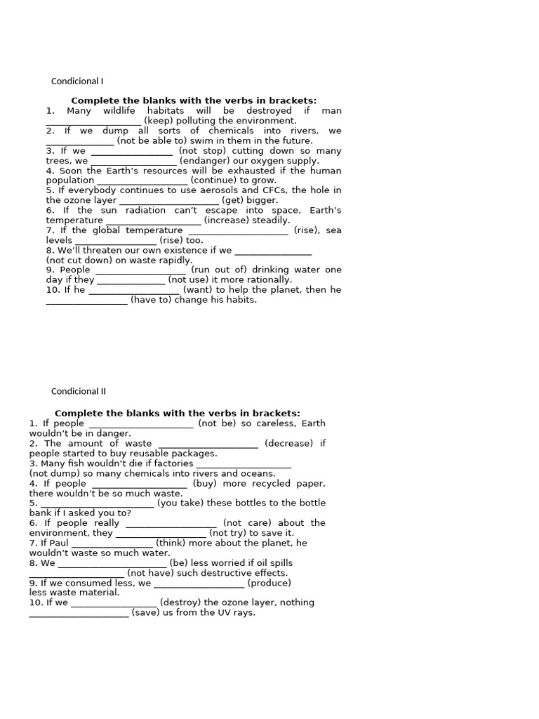 Conditionals Type 1 2 - 11660 | PDF | Earth | Waste