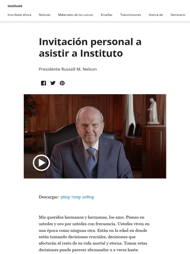 Invitación Pte Nelson A Asistir A Instituto | PDF | Relaciones ...