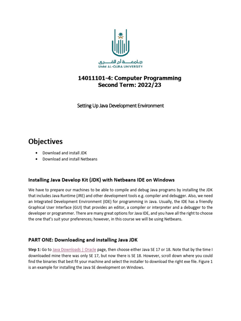 Downloading And Installing Jdk And Netbeans Pdf Java Programming Language Integrated