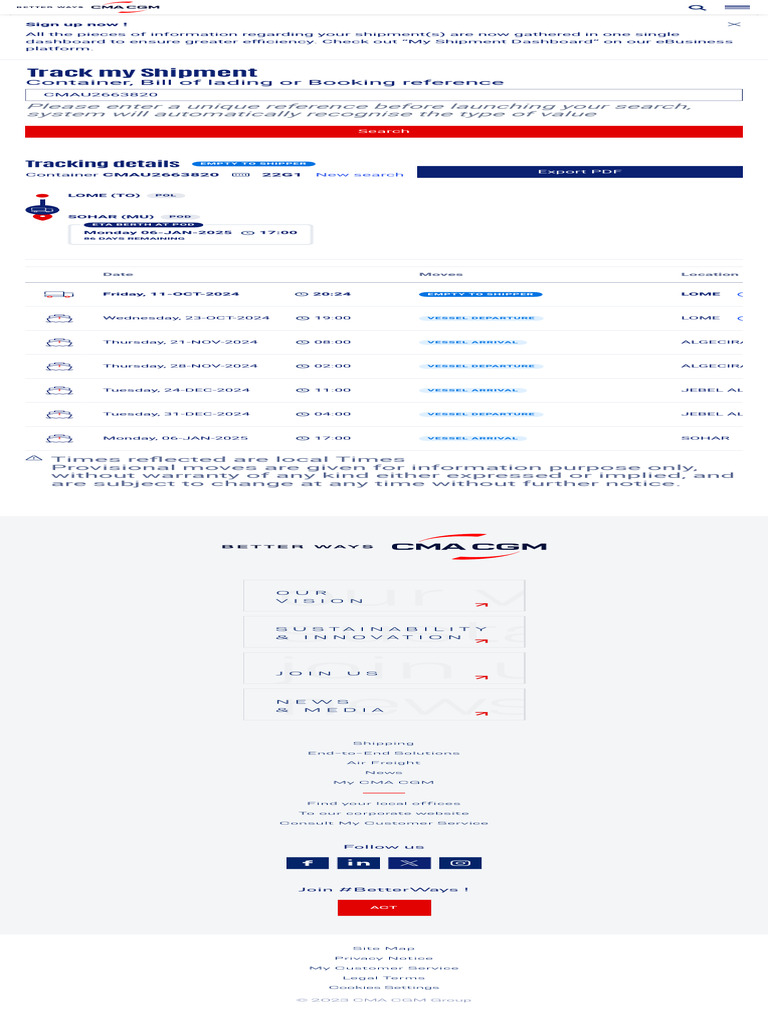 CMA CGM Shipment Tracking | PDF
