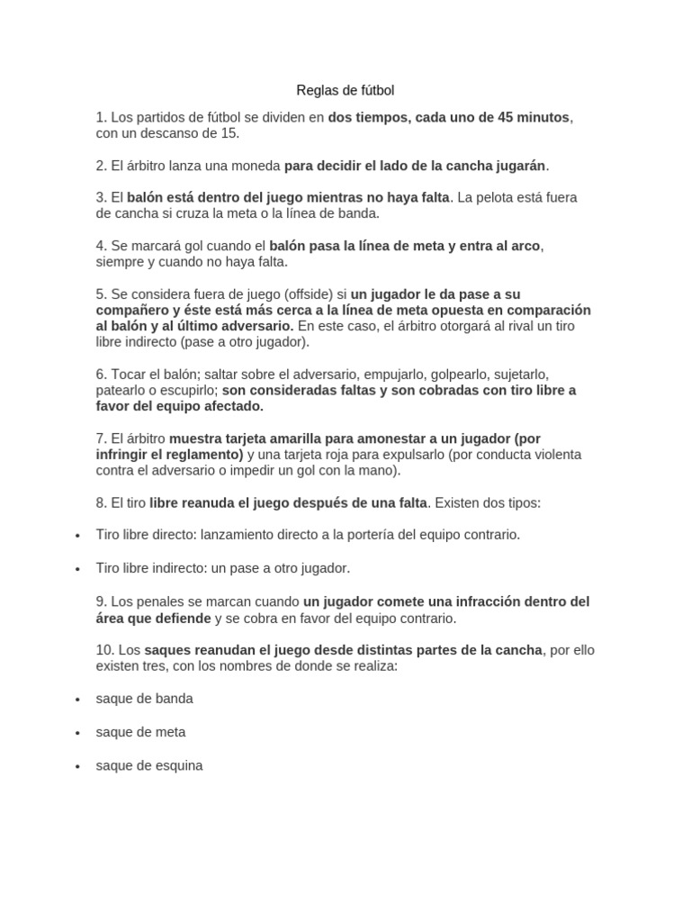 Reglas Esenciales del Fútbol | PDF | Juegos de pelota | Reglas y ...