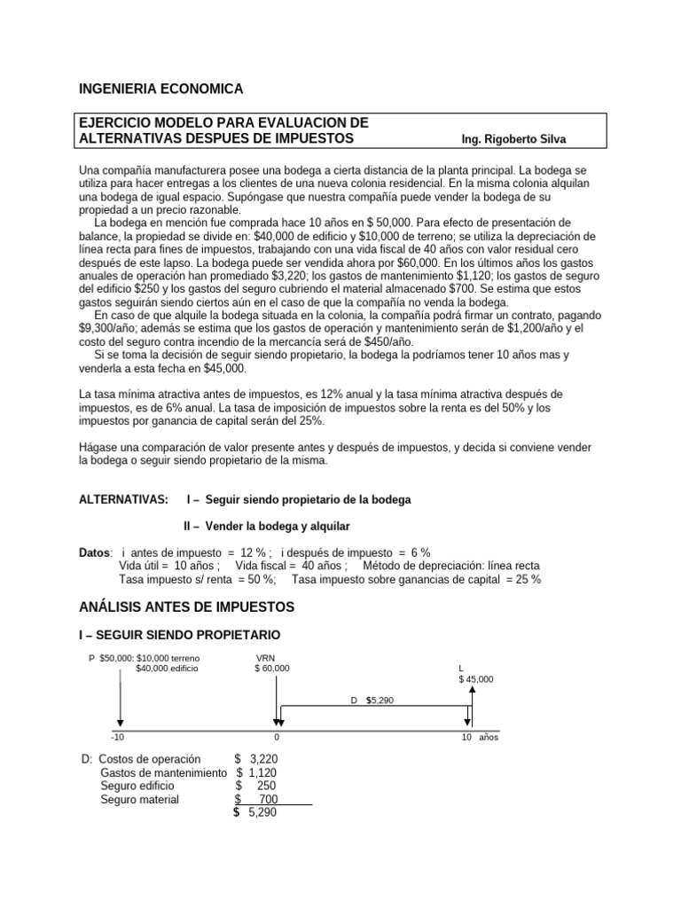 4.- EJERC. MODELO ALTERNATIVAS DESPUES DE IMPUESTOS.(2) | PDF | Economias