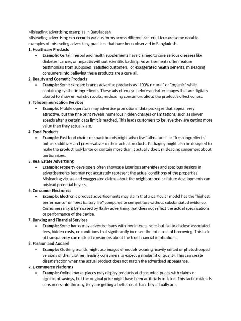 Misleading Advertising Examples in Bangladesh | PDF | False Advertising ...