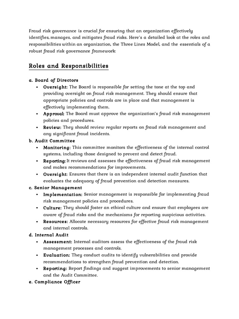 Fraud Risk Governance NOTES TMPT | PDF | Internal Control | Internal Audit