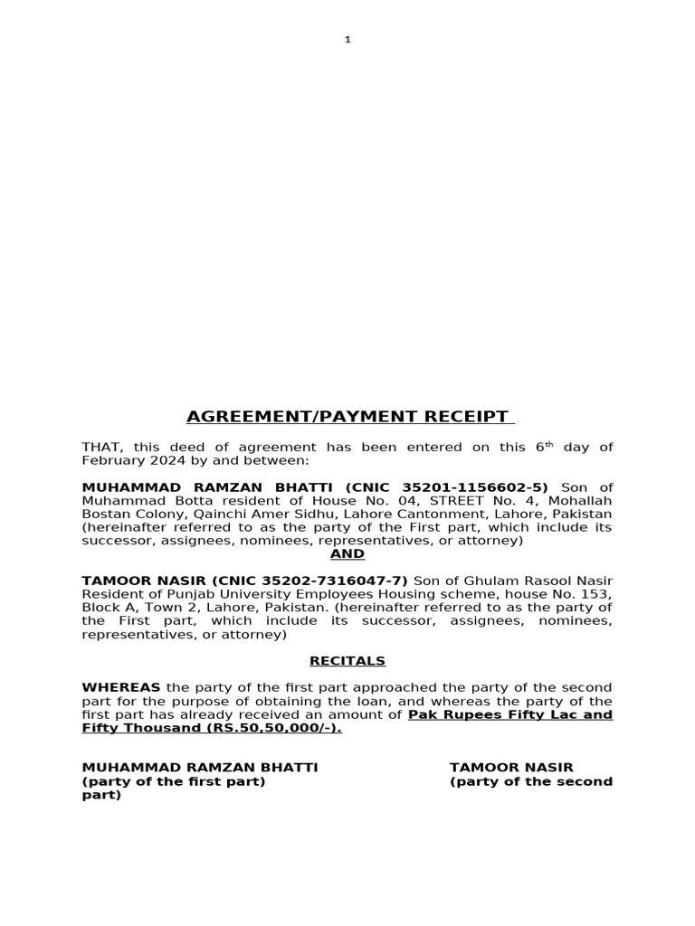 DRAFT AGREEMENT | PDF | Interest | Common Law