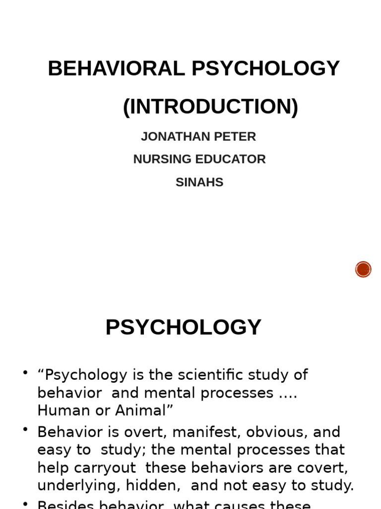 Behavioral Psychology Intro | PDF | Psychology | Mind
