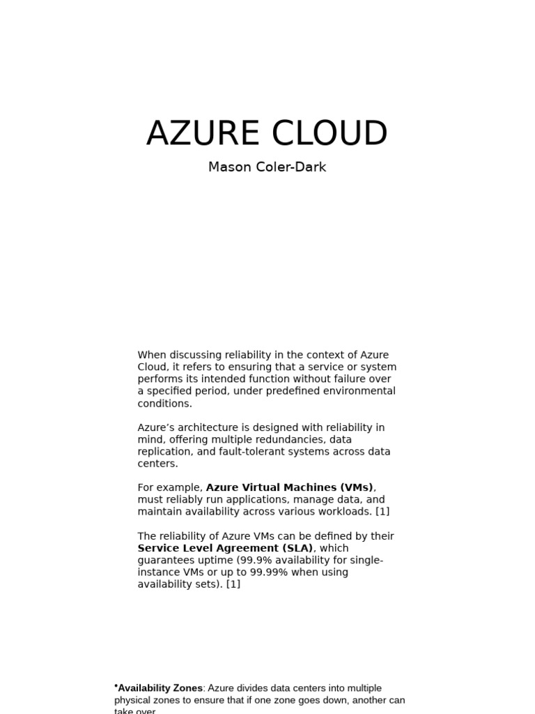 Azure Cloud | PDF | Reliability Engineering | Microsoft Azure