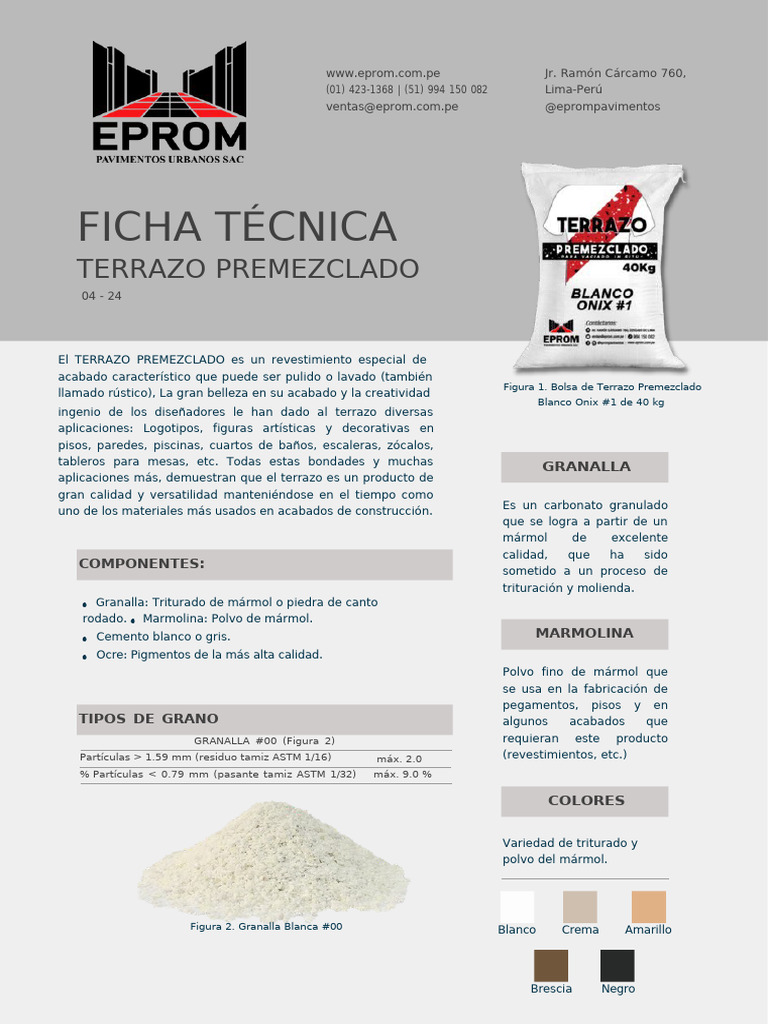 Granalla y Marmolina para Terrazo | PDF | Mármol | Materiales
