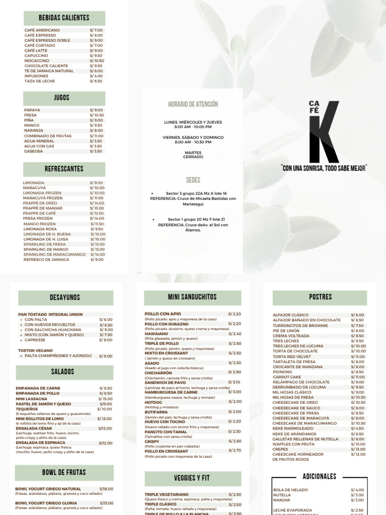 Carta Cafe Kamila | PDF | Alimentos | Cocina