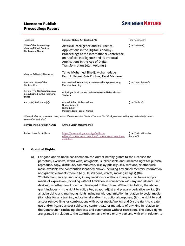 Springer ProceedingsPaper LTP ST SN Switzerland Docx | PDF | License ...