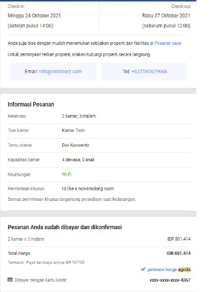 nota hotel lahat 2 | PDF