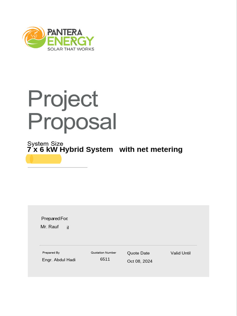 Mr. Rauf 7x6 KW Hybrid System - Standard Solar Proposal Pantera Energy ...